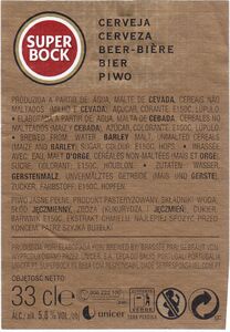 Drink Label: Super Bock Classic (Unicer Bebidas, PortugalCol:PT-BEER-000006