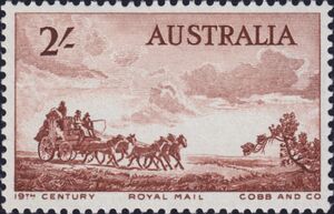 Stamp: Cobb and Company Mail Coach (Australia(Pioneers of Australia's ...