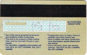 Bank Card: BCA cash (Bank Central Asia, IndonesiaCol:ID-GM-0087