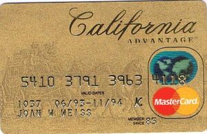 Bank Card: California Advantage (Wells Fargo, United States of America ...