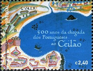 Timbre: 500th Anniversary of the arrival of the Portuguese in Ceylon ...