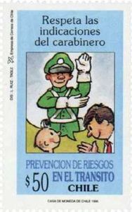 Stamp: Respect traffic police (Chile(Traffic Safety) Mi:CL 1715,Sn:CL ...