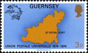 Stamp: Map of Guernsey (Guernsey(Centenary of the Universal Postal ...