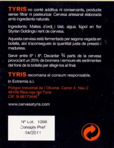 Drink Label: Tyris (In Extremis S.L., SpainCol:ES-BEER-000857
