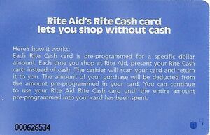Gift Card: Rite Cash (Rite Aid, United States of America(Single Design ...