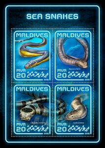 Stamp: Sea Snakes (Maldives) (Sea Snakes (2018)) Mi:MV 7563-7566KB,Yt ...