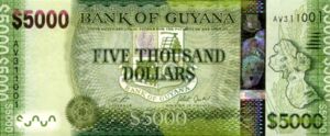 Banknote: 5,000 Dollars (Guyana(2006-2022 ND "Modified Plate" Issue ...