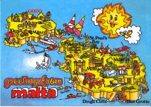 Postcard: Graphic Map of the Maltese Islands (Malta) (- Maps) Col:MT-000106