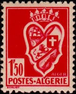Stamp: Coat of Arms of Alger (Algeria(Arms) Mi:DZ 187IA,Sn:DZ 141,Yt:DZ ...