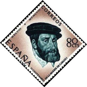 Stamp: Emperor Charles V (after Titian) (Spain(400th Death Anniversary ...
