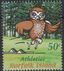 Stamp: Miamiti (cartoon owl) running (Norfolk Island(6th South Pacific ...