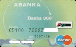 Bank Card: Ba (Abanka, SloveniaCol:SI-MS-0028.01