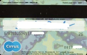 Bank Card: Ba (Abanka, SloveniaCol:SI-MS-0028.01
