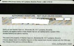 Bank Card: Visa (Abanka, SloveniaCol:SI-VI-0007.01