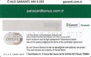 Bank Card: Paracard (Garanti Bankası, Türkiye (Turkey)Col:TR-MC-0360.02