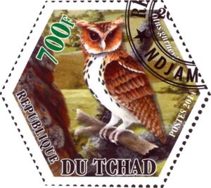 Stamp: Giant Scops-Owl (Otus gurneyi) (Chad: Illegal Stamps(Owls (2014 ...