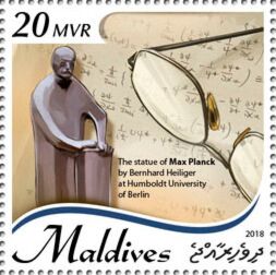 Stamp: Statue of Max Planck at Humboldt University, Berlin (Maldives ...