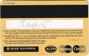 Bank Card: Danamon Cash (Bank Danamon, IndonesiaCol:ID-MS-0003.03
