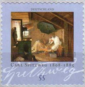 Stamp: "The poor Poet" by Carl Spitzweg (Germany, Federal RepublicMi:DE ...