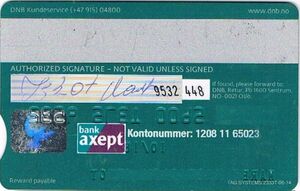 Bank Card: DNB (DnB NOR Bank ASA, NorwayCol:NO-VI-0037
