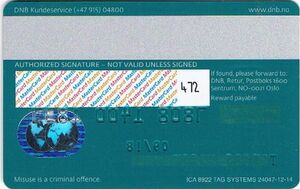 Bank Card: DNB (DnB NOR Bank ASA, Norway) Col:NO-MC-0017