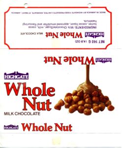 Chocolate Wrapper: High Gate - Whole Nut (Highgate Food Products ...