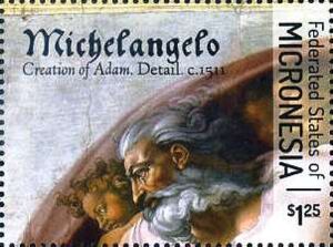 Stamp: "The Creation of Adam" (Micronesia, Federated States of ...
