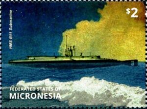 Stamp: HMS B11 submarine (Micronesia, Federated States of(World War I ...