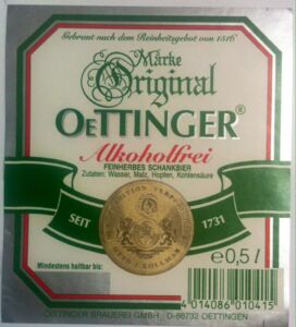 Drink Label: Oettinger Alkoholfrei (Oettinger Brauerei GmbH, Germany ...