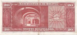 Banknote: 20 Bolivianos (Bolivia(Law of 20.12.1945 First Issue) Wor:P-140a.4