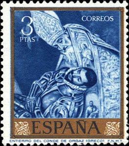 Timbre: Burial of the Count of Orgaz, by El Greco (Espagne(Stamp Day ...