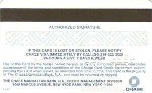 Bank Card: Chase Visa (Chase Manhattan Bank USA, N.A., United States of ...