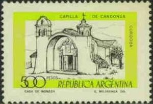 Stamp: Capilla de Candonga, Córdoba (Argentina(Buildings definitives ...