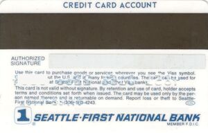 Bank Card: Seattle First National Bank VISA (Seattle - First National ...