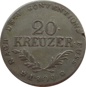 Moneda: 20 Kreuzer (Estados austriacos(Tyrol: 1809 - Insurection ...