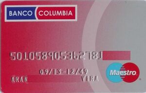 Bank Card: Banco Columbia (Banco Columbia, ArgentinaCol:AR-MS-0023
