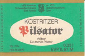 Drink Label: Köstritzer Pilsator (Schwarzbierbrauerei Bad Köstritz ...