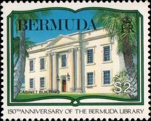 Stamp: Cabinet Building (Bermuda(Bermuda Library, 150th Anniv.) Mi:BM ...