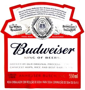 Drink Label: Budweiser (Ambev, BrazilCol:BR-BEER-000434
