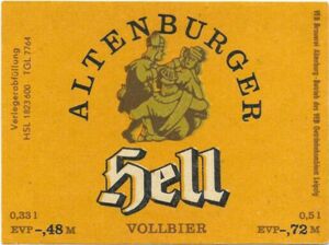 Etiqueta de Bebida: Altenburger hell (VEB Altenburger Brauerei (im GK ...