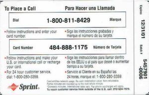 Phonecard: Phone Card 50 Minutes (Sprint (SPR), United States of ...