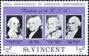 Stamp: Presidents Washington, John Adams, Jefferson and Madison (Saint ...