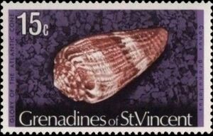 Stamp: Glory-of-the-Atlantic Cone (Conus granulatus) (Grenadines of St ...