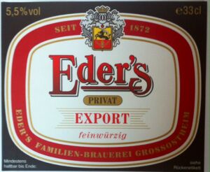 Drink Label: Eder's Export (Eder & Heylands Brauerei, Germany, Federal ...