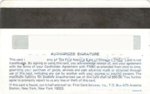 Bank Card: The First National Bank of Chicago-VISA First Card (The ...