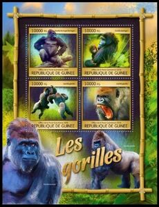 Stamp: Gorillas (Guinea(Gorillas (2016)) Mi:GN 11891-11894KB,Yt:GN 8337 ...
