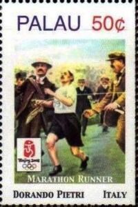 Stamp: Dorando Pietri, marathon runner (Palau(Summer Olympic Games 2008 ...