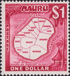Stamp: Map of Nauru (Nauru(Native Scenes and Wildlife - New Currency ...