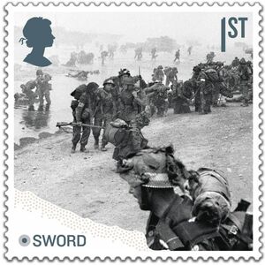 Stamp: Landing at Sword Beach (United Kingdom of Great Britain ...