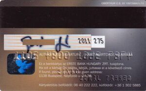 Bank Card: Erste Bank (ERSTE Bank, HungaryCol:HU-VI-0018